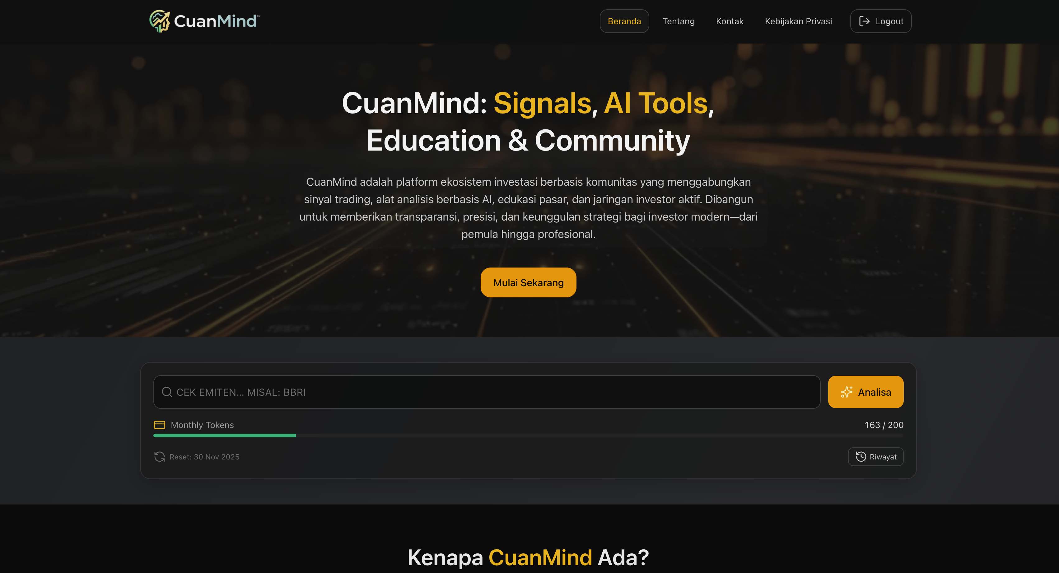 Analisis Saham, Tools AI, & Edukasi Investasi - Mindvest Terminal